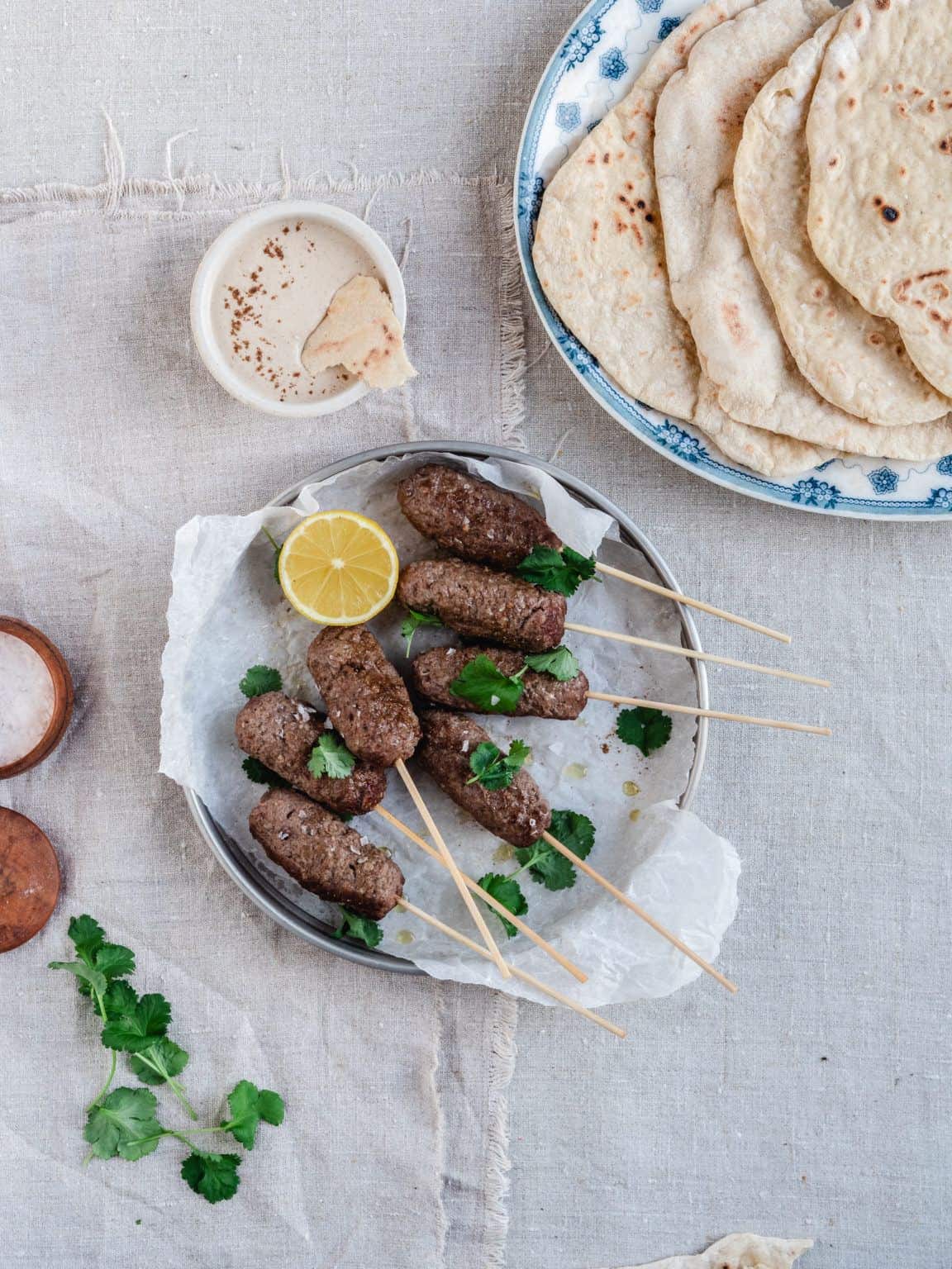 Kofta på spyd - krydrede kødboller med oksekød eller lam
