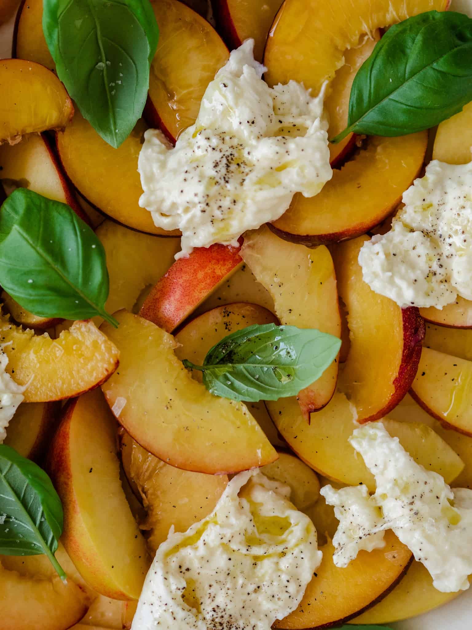 Fersken caprese med burrata - skøn sommerlig nektarin salat