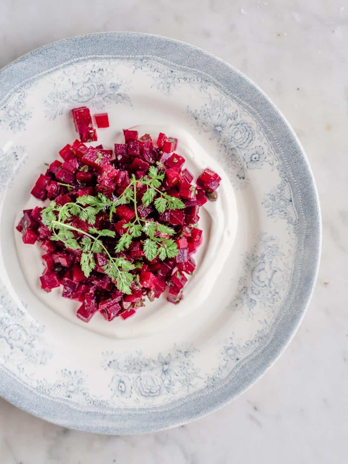 Rødbedetatar - opskrift på vegetarisk tatar til forret