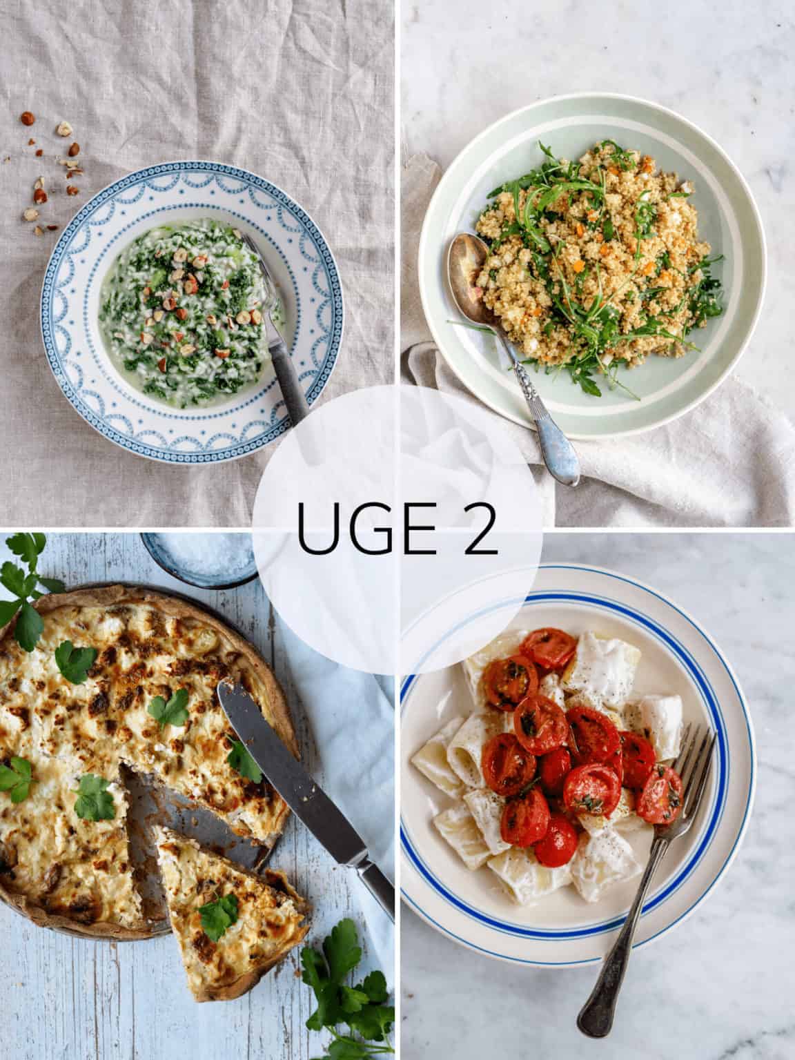 Vegetarisk madplan uge 2 - med gratis indkøbsliste